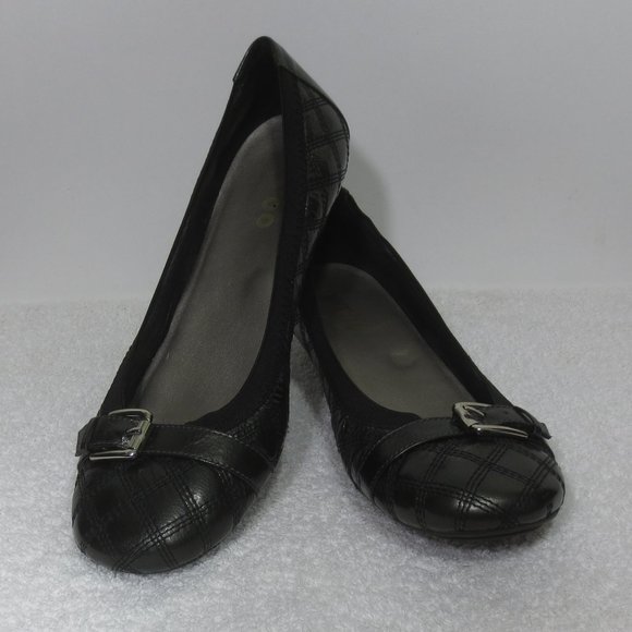 me too | Shoes | Me Too Shoes Black Quilted Faux Leather Silver Buckle ...